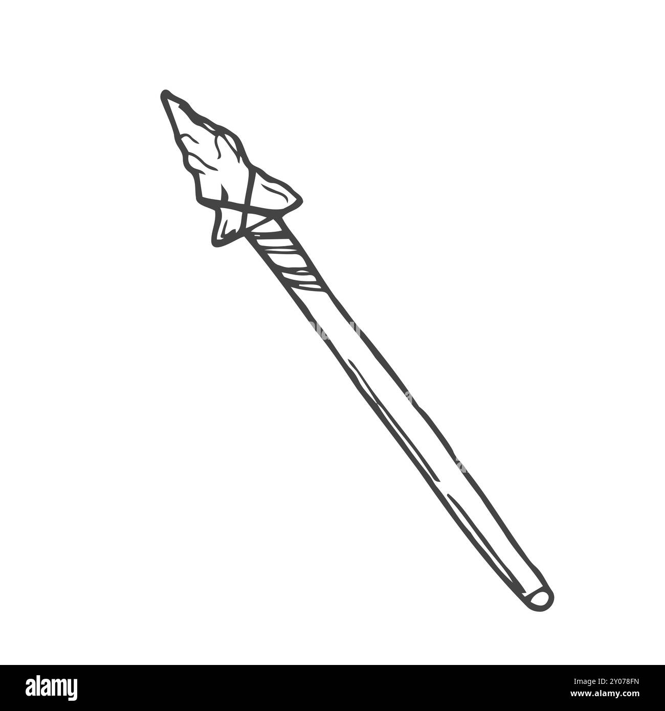 Ancient spear, black and white outline, vector illustration Stock ...