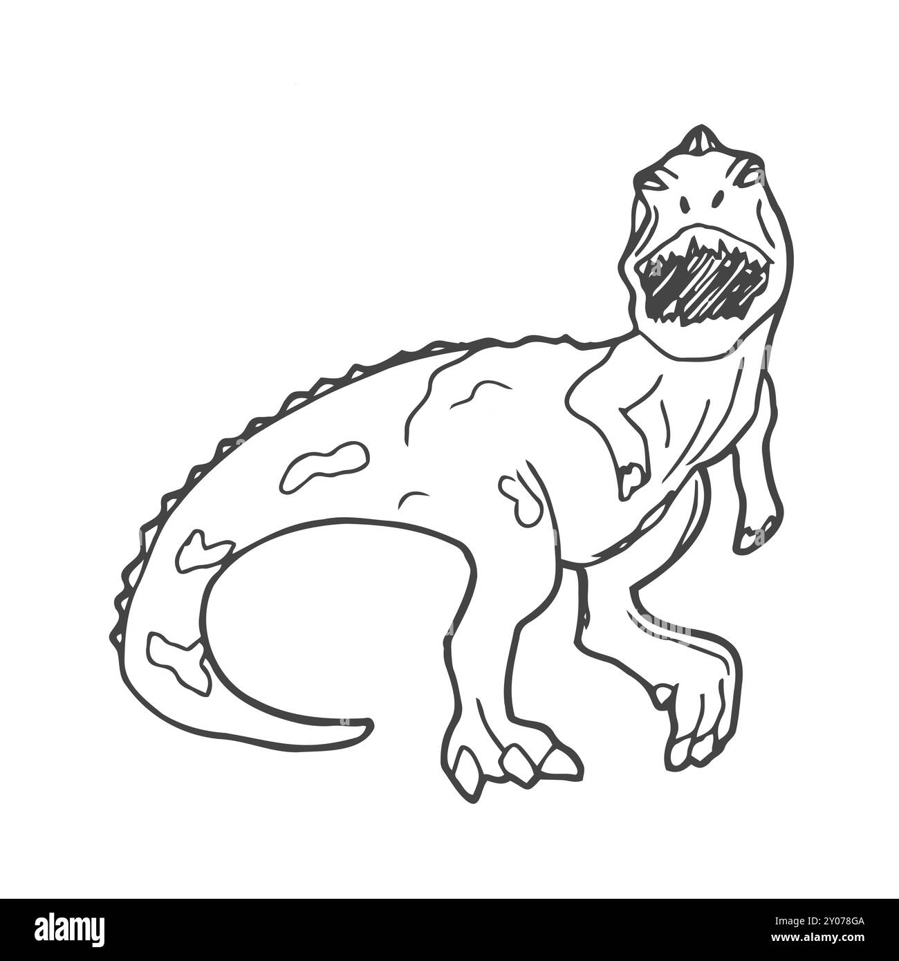 Tyrannosaur dinosaur hand drawn sketch. Vector illustration Stock ...
