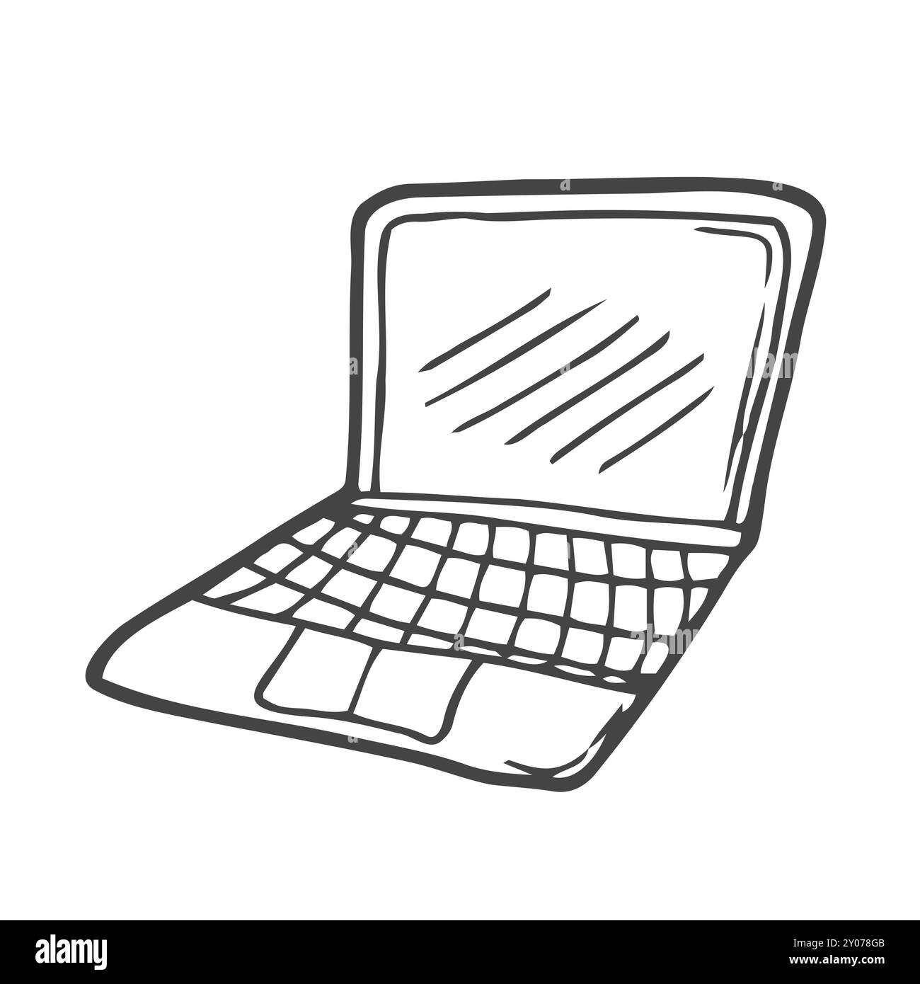 Doodle laptop icon in vector. Hand drawn laptop icon. Doodle computer ...