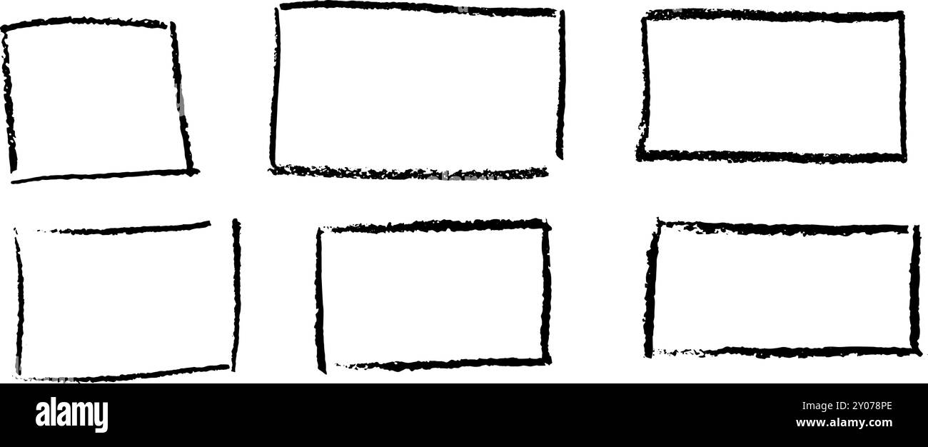 Set of wax pencil hand drawn frames. Collection of writing by children ...
