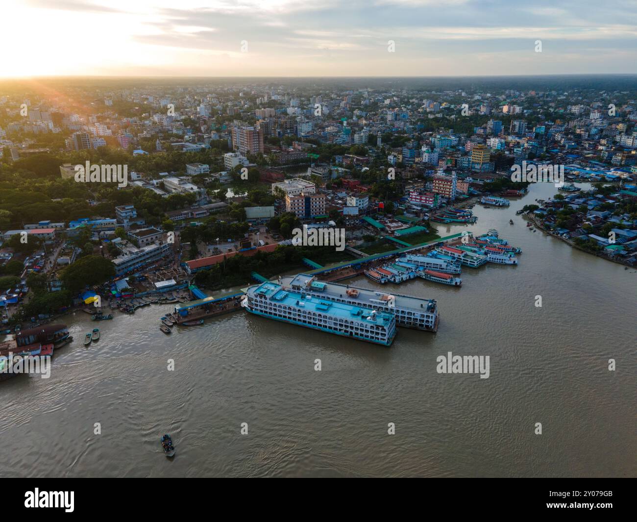 Aerial View of Barishal Launch Ghat. Barishal Cityscape. Skyline of ...