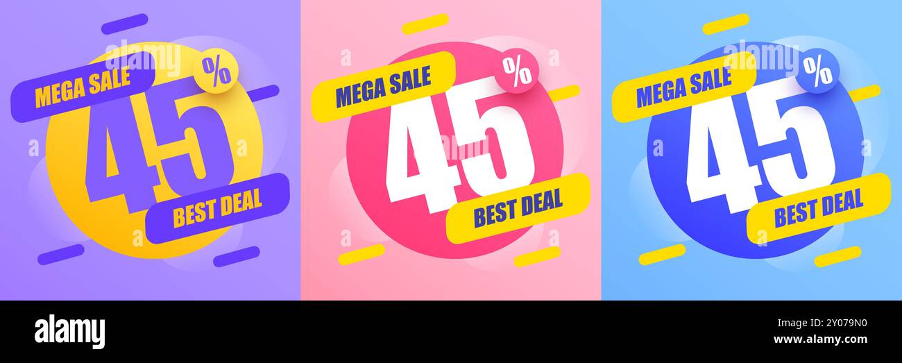 45 percent Off. Discount creative composition. Mega Sale. Vector ...