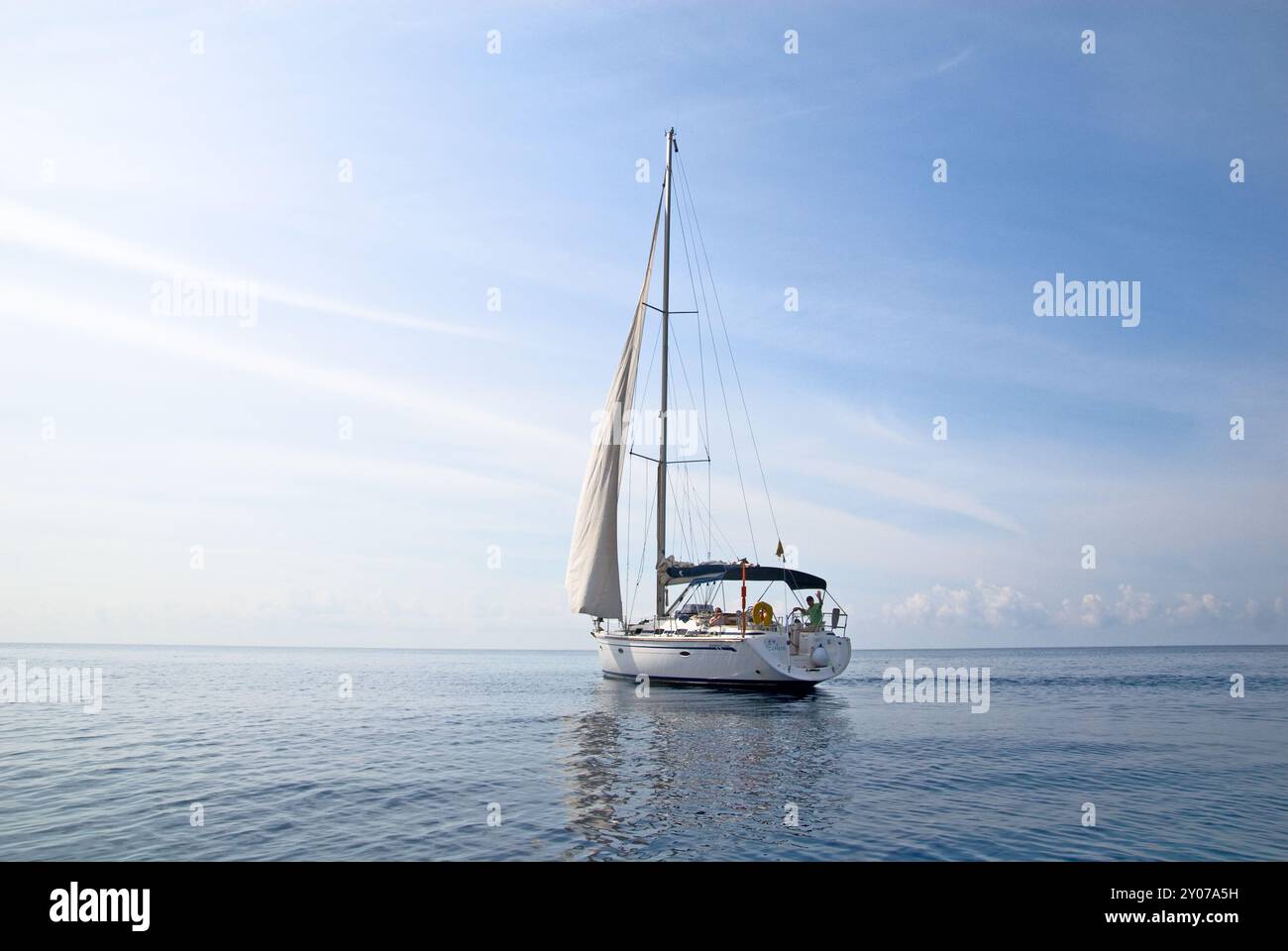 Sailing yacht ahead Stock Photo - Alamy