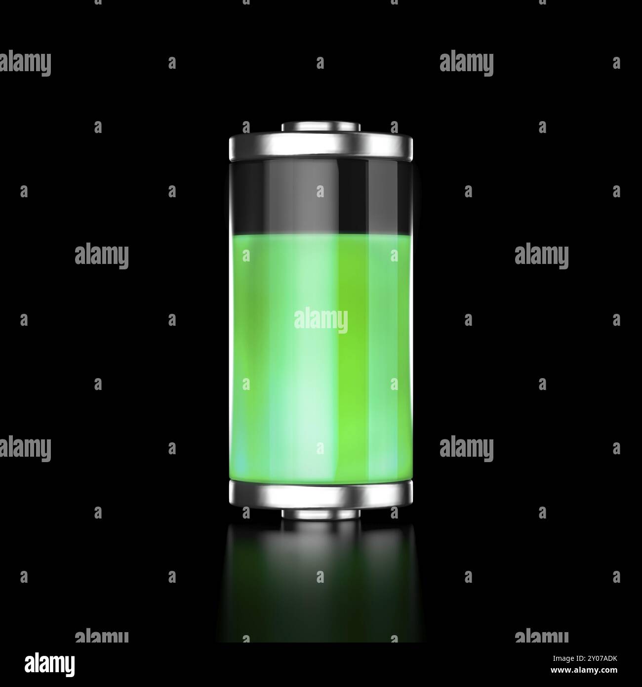 Cell phone battery charge symbol, fuel cell 3D illustration isolated on ...