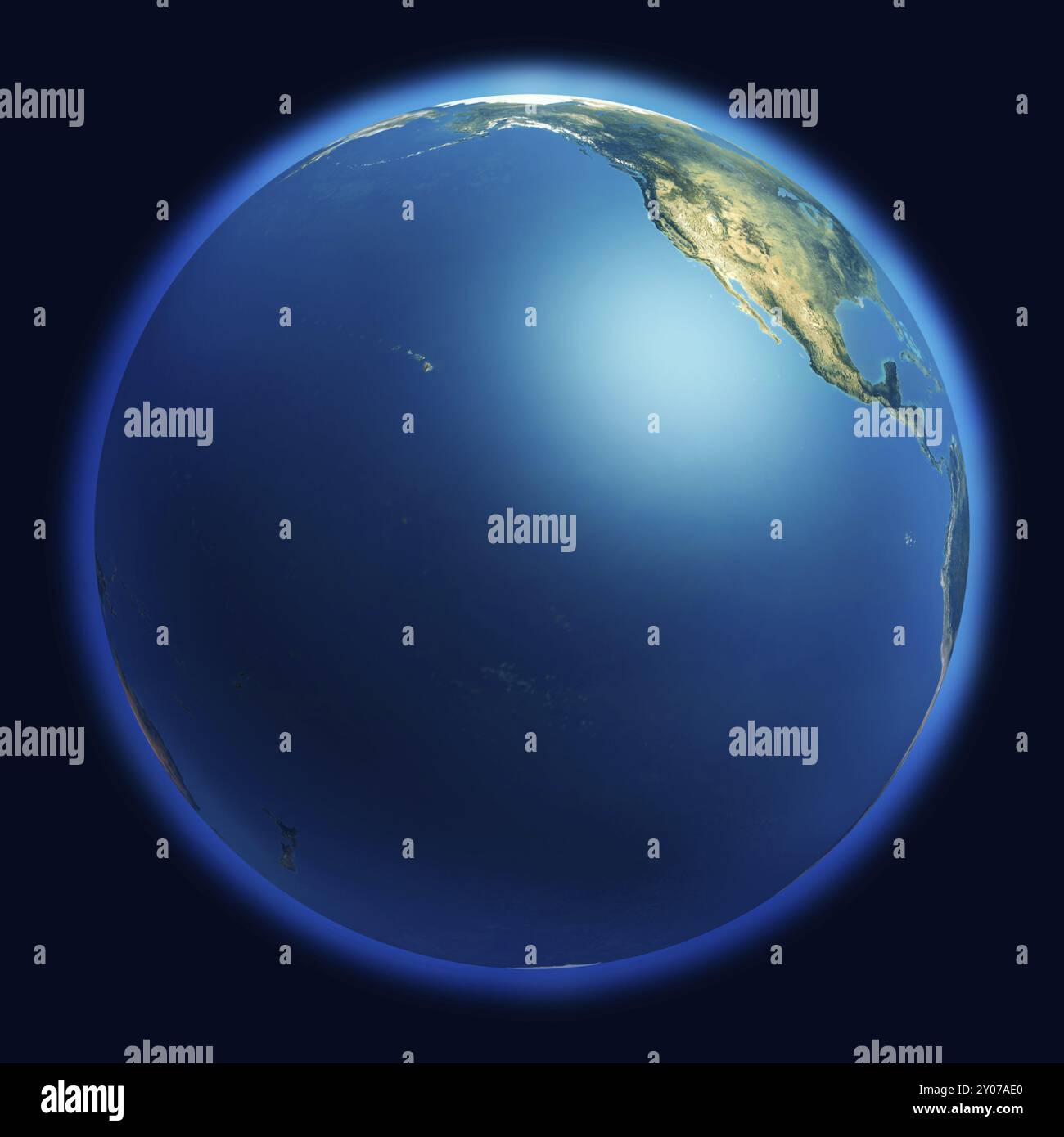 View of the Earth globe from space showing the Pacific ocean and a part ...