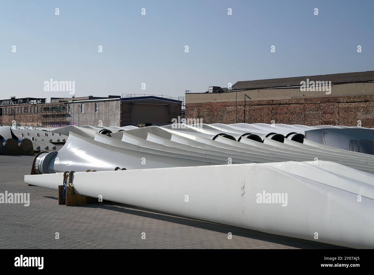 Rotor blades of a wind turbine in a storage yard Stock Photo - Alamy