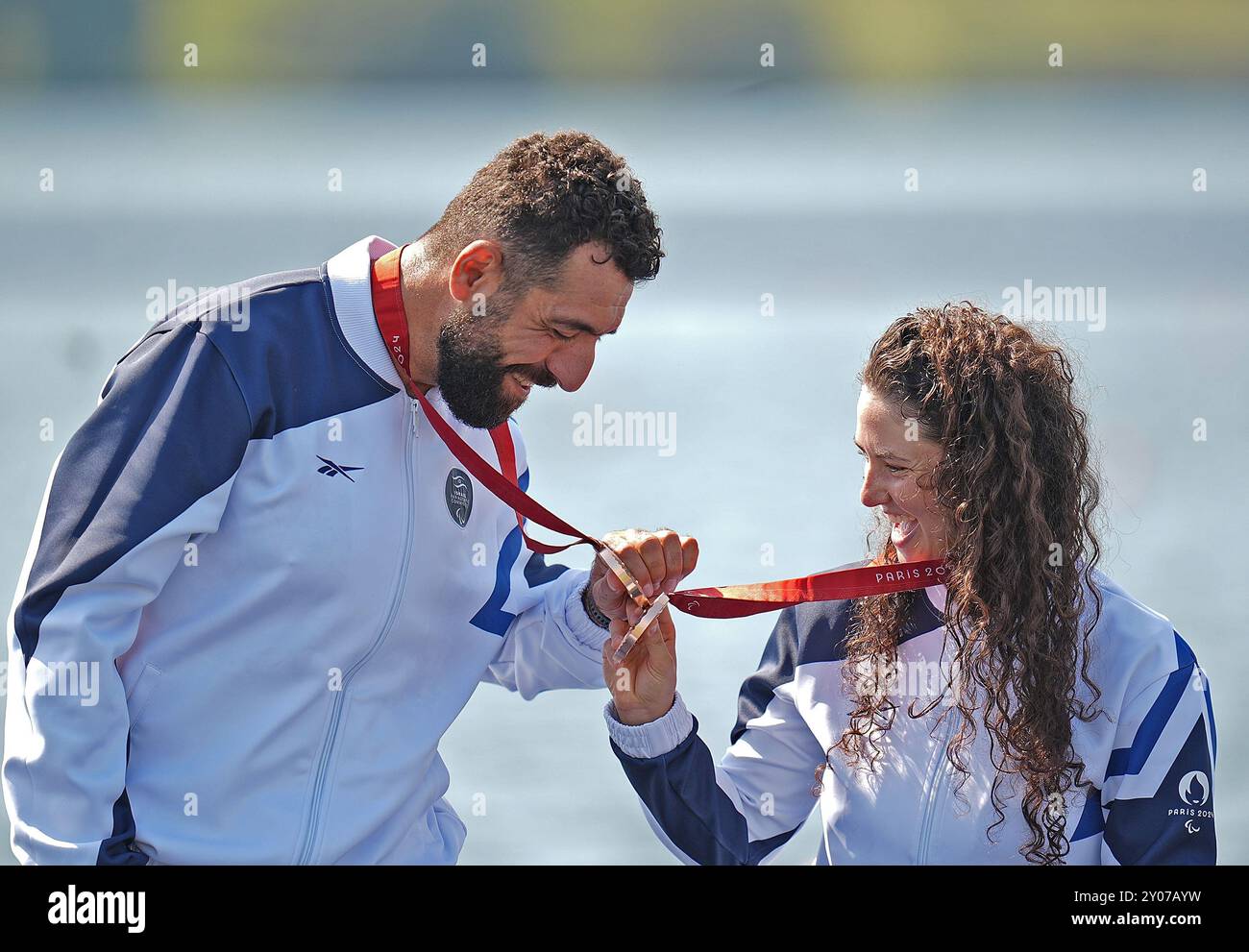 (240901) -- PARIS, Sept. 1, 2024 (Xinhua) -- Bronze medalists Shahar ...