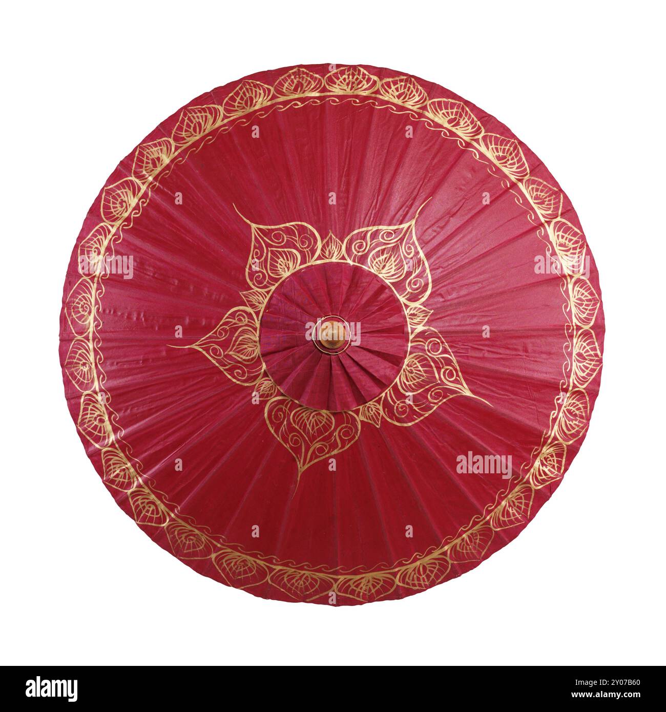 Red oriental paper umbrella, Japanese parasol isolated on white ...