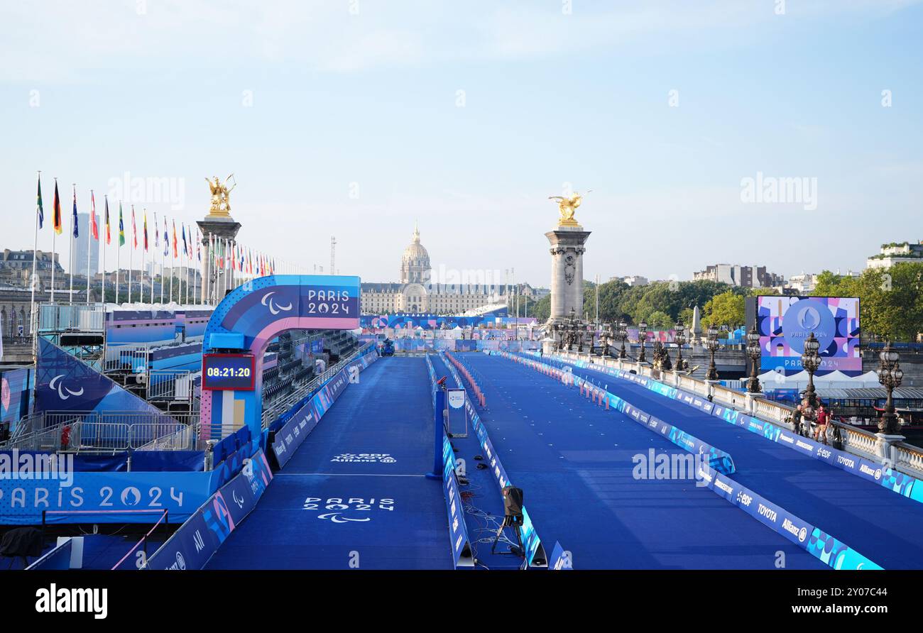 View of the triathlon start line as its been postponed on day four of ...