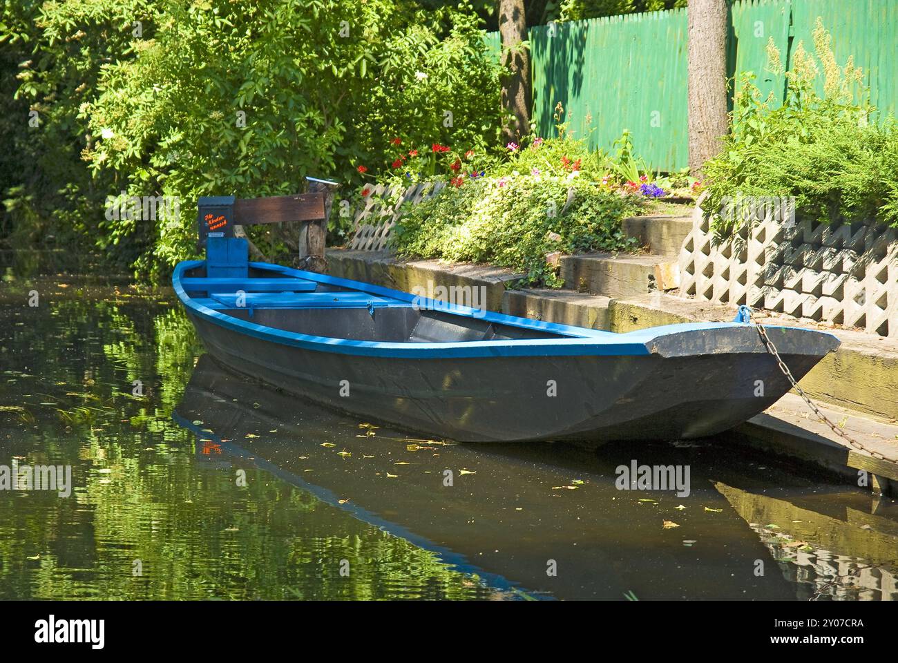 Blue Spreewald barge Stock Photo - Alamy