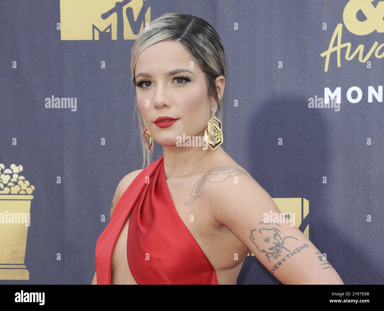Halsey at the 2018 MTV Movie And TV Awards held at the Barker Hangar in ...