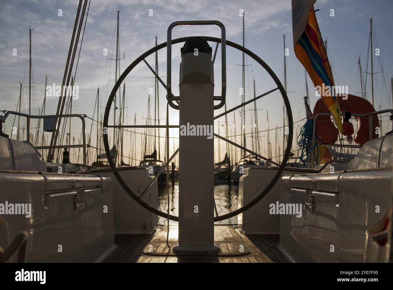 Rudder of a sailing yacht against the light Stock Photo - Alamy