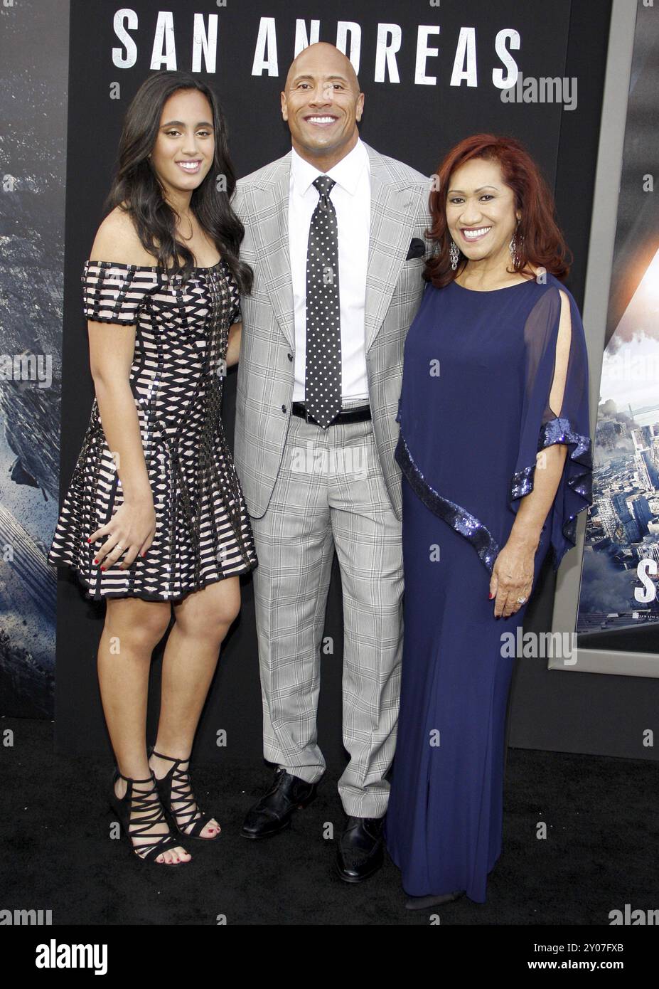 Dwayne Johnson, Ata Johnson and Simone Alexandra Johnson at the Los Angeles premiere of 'San ...