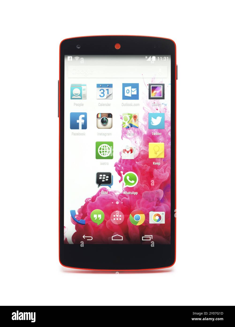 Google Android Nexus 5 phone isolated on white background with clipping path Stock Photo - Alamy