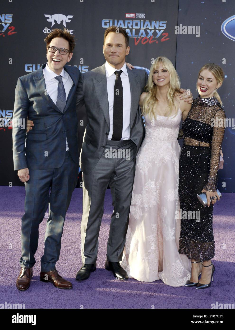 James Gunn, Chris Pratt, Anna Faris and Jennifer Holland at the Los ...