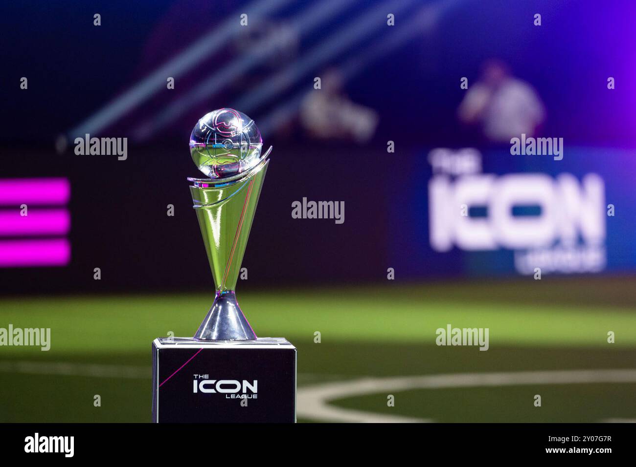 Cologne, Germany. 01st Sep, 2024. The Icon League trophy stands on a ...