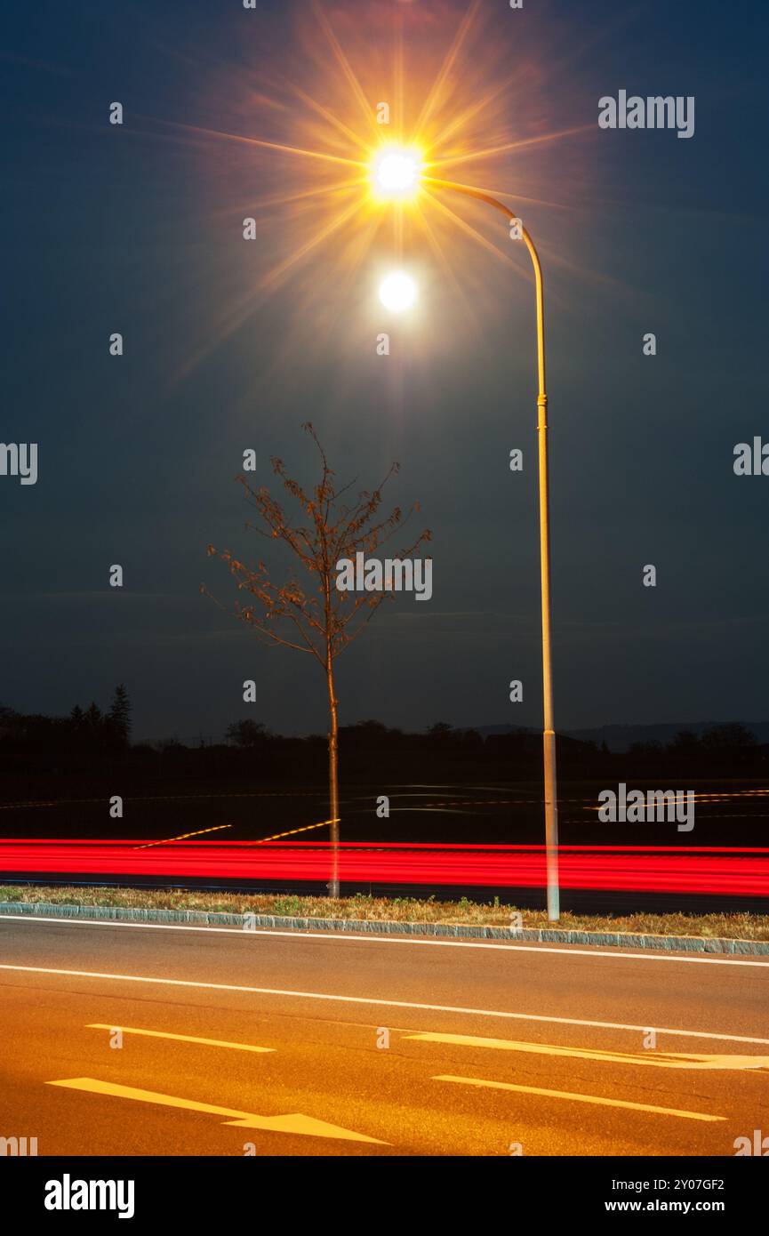 Street light with light strip Stock Photo - Alamy