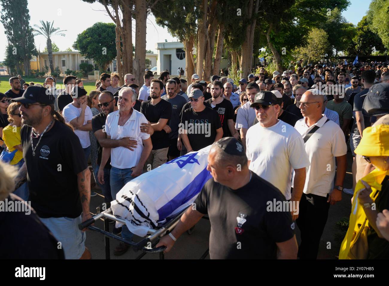 Relatives and friends attend the funeral of slain hostage Almog Sarusi ...