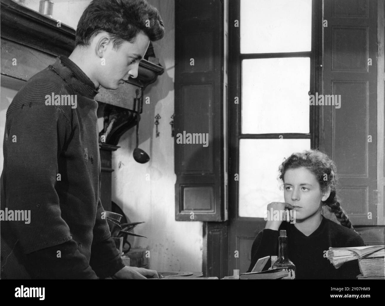 CLAUDE LAYDU and NICOLE LADMIRAL in a scene from LE JOURNAL D'UN CURE ...