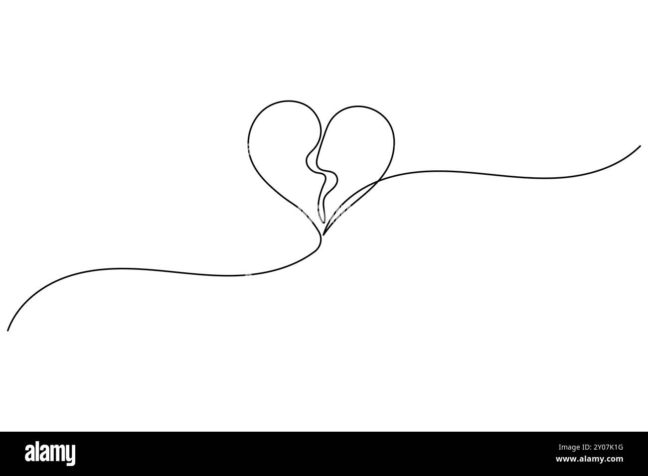 Love shape continuous one line drawing of isolated outline art and ...