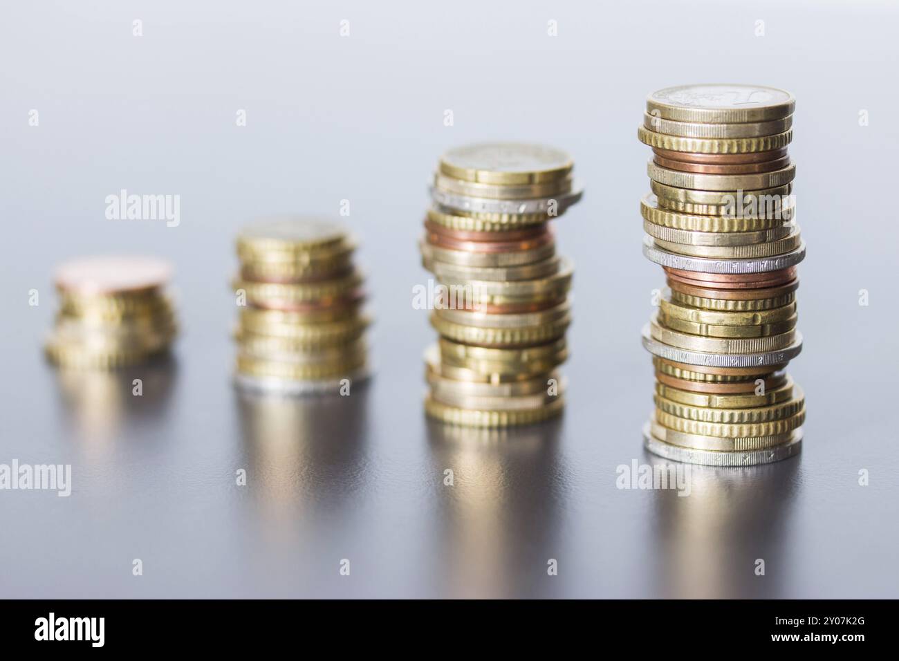 Coins stacked on each other, close up picture, money concept Stock ...