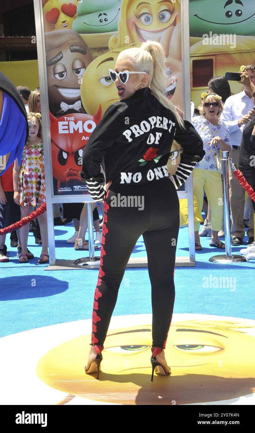 Christina Aguilera at the Los Angeles premiere of 'The Emoji Movie ...