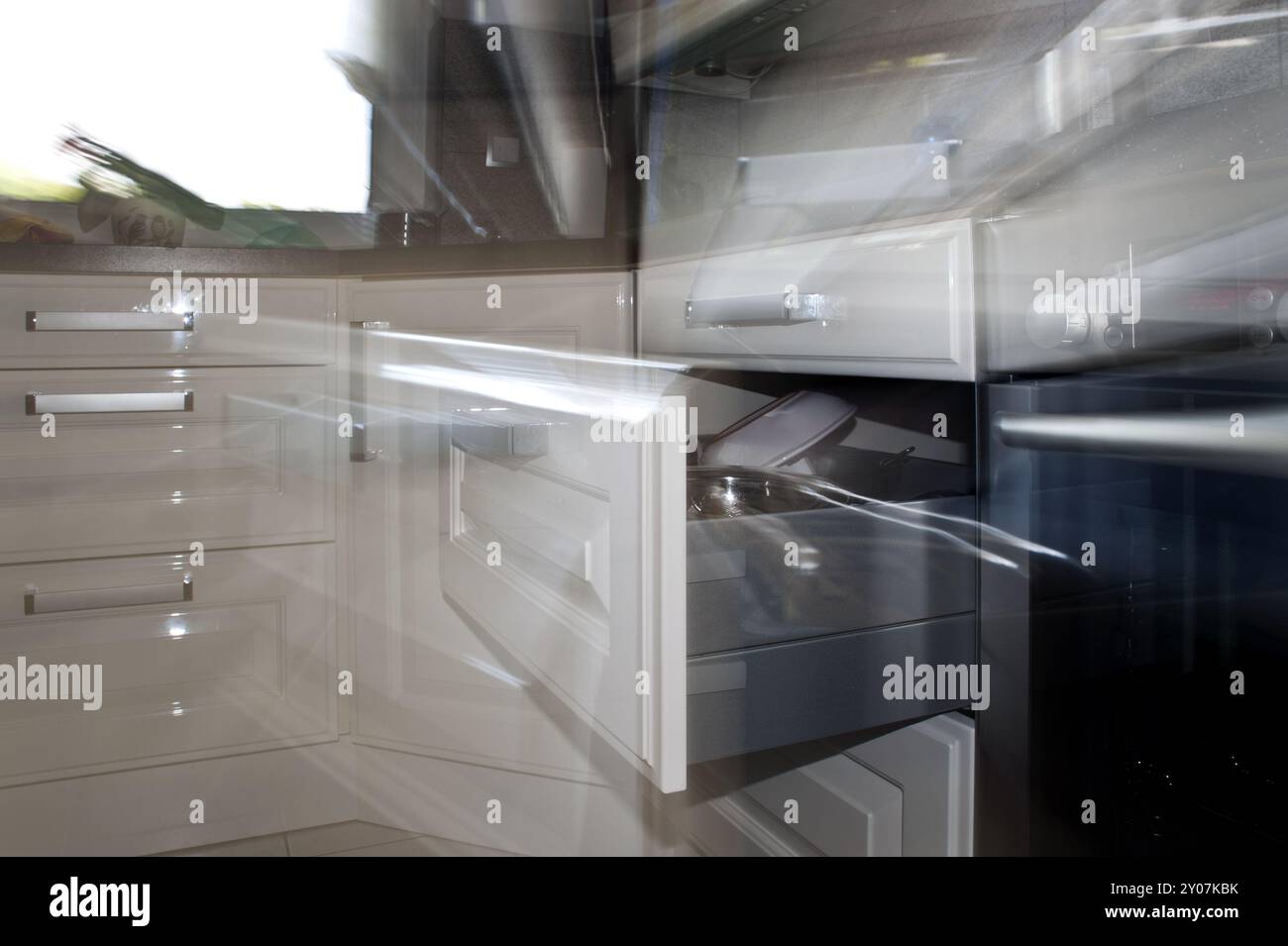 View into an open kitchen drawer Stock Photo - Alamy