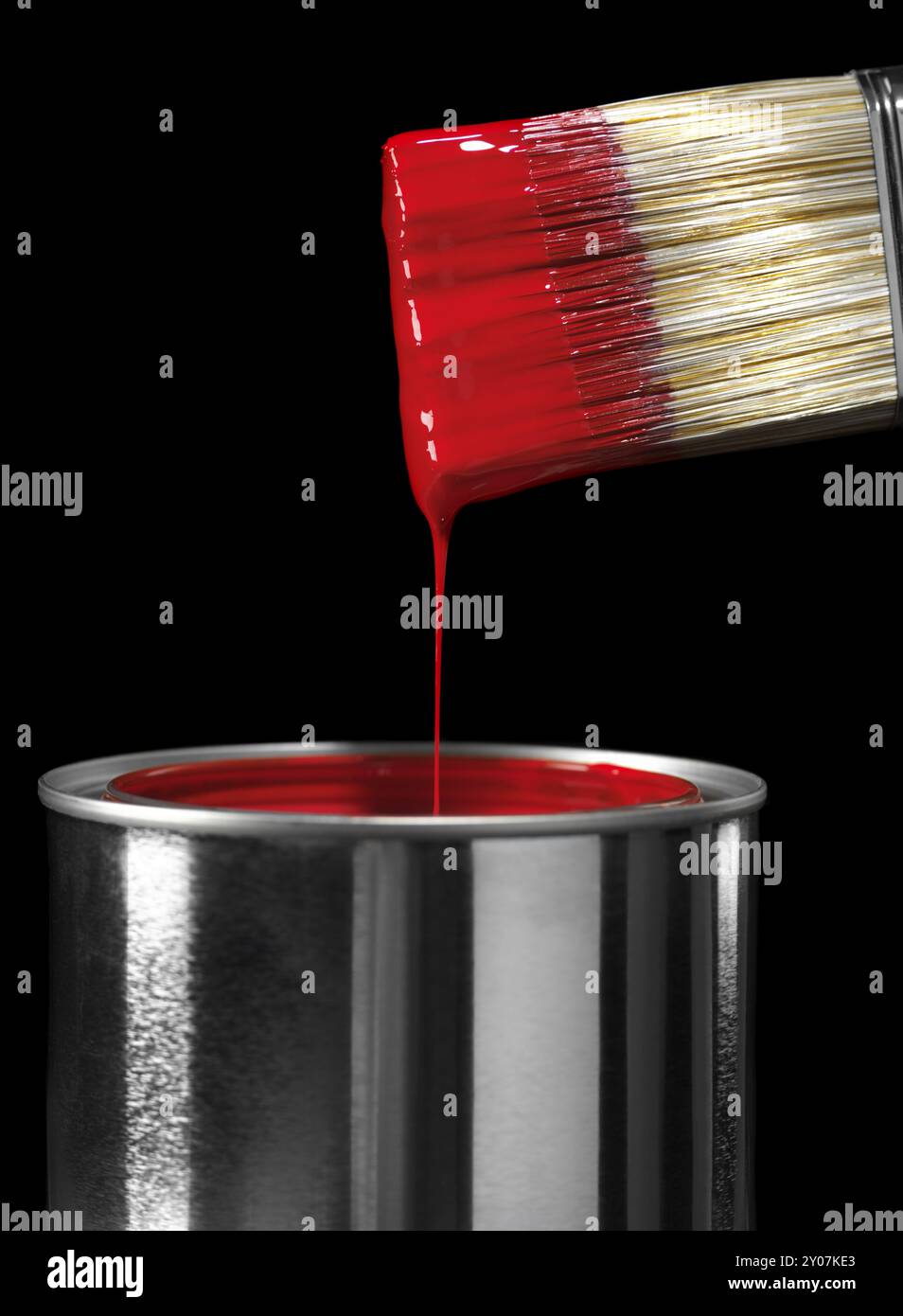 Paintbrush dipped in red paint isolated on black background Stock Photo ...