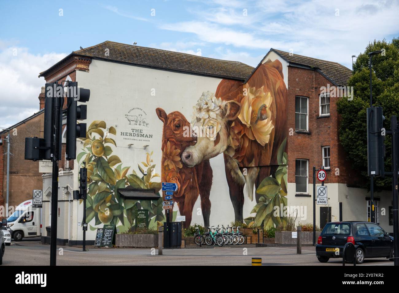 The Hersdsman ale house mural, Hereford Stock Photo - Alamy