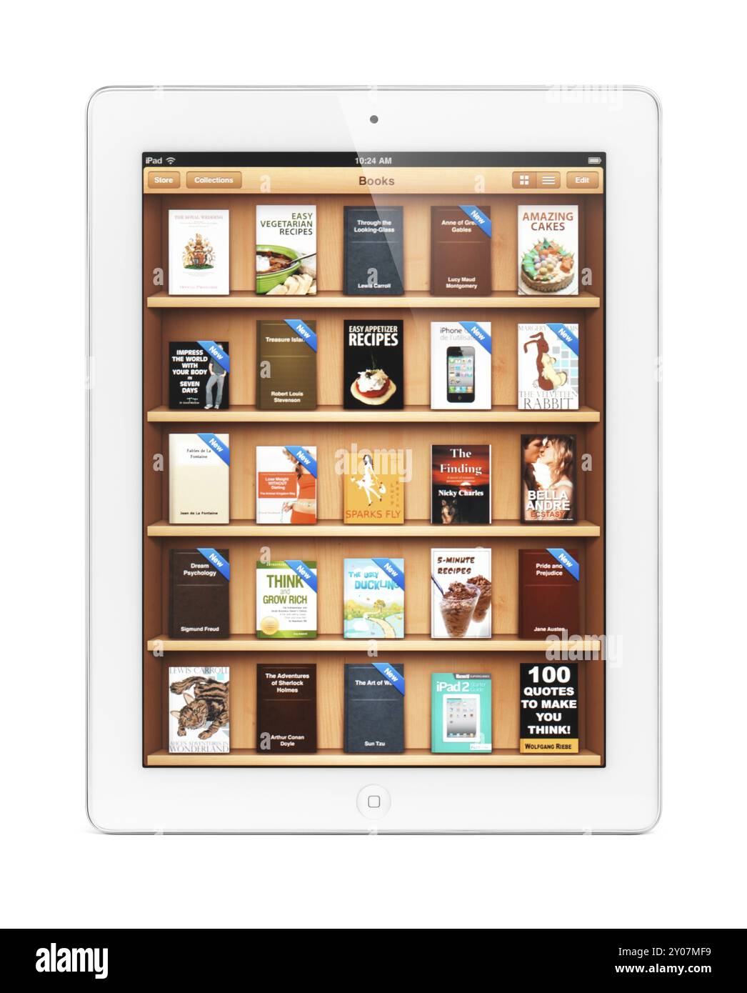 White Apple iPad 2 tablet computer with iBookstore e-book library on ...