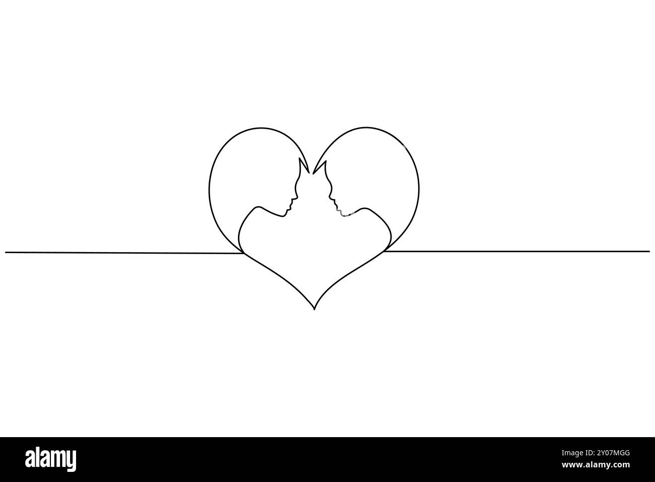 Love shape continuous one line drawing of isolated outline art and ...