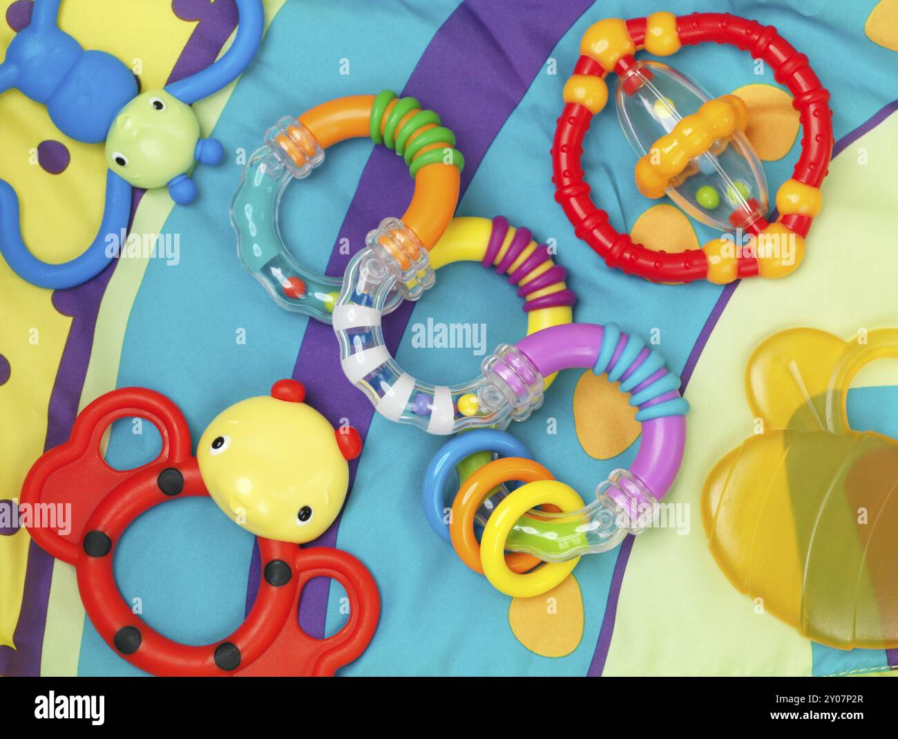 Colorful baby toys isolated on white background Stock Photo - Alamy