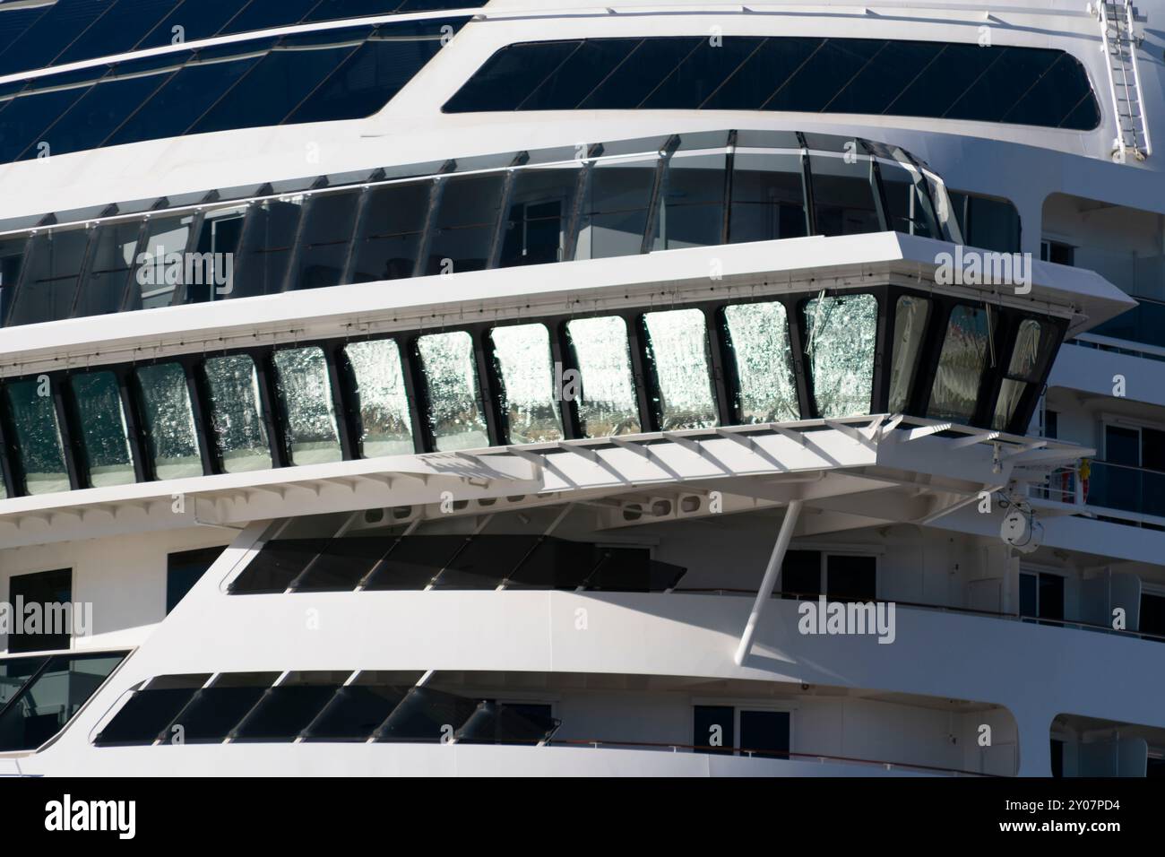 Detail of the bridge of the MSC Grandiosa cruise ship of MSC Cruises ...