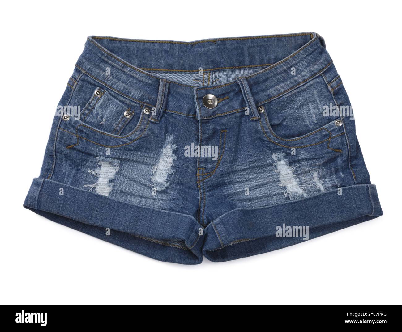 Jeans shorts isolated on white background Stock Photo - Alamy
