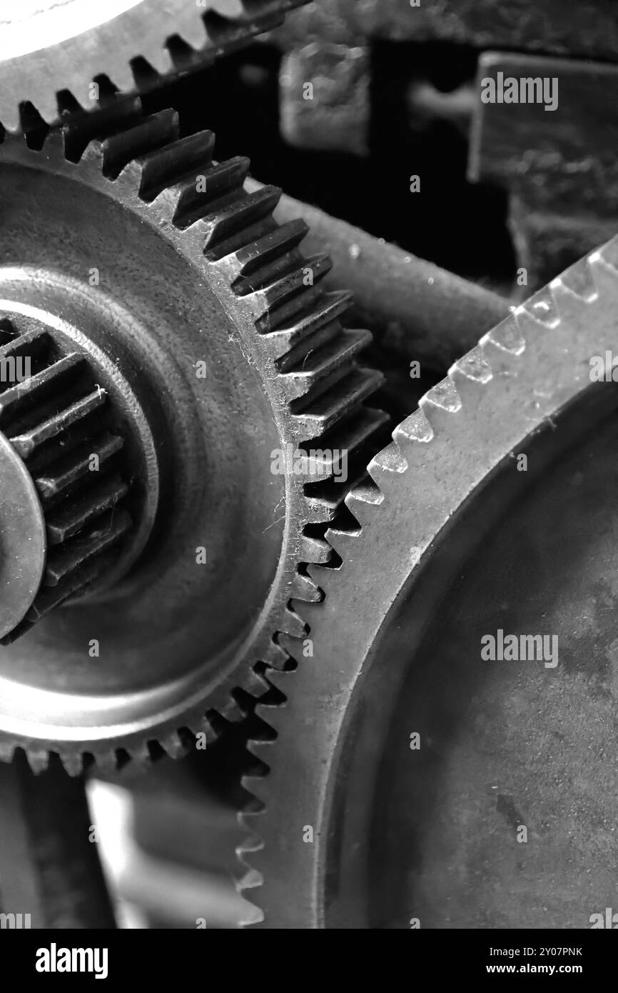 Gear cogwheels mechanism closeup Black and White Stock Photos & Images ...