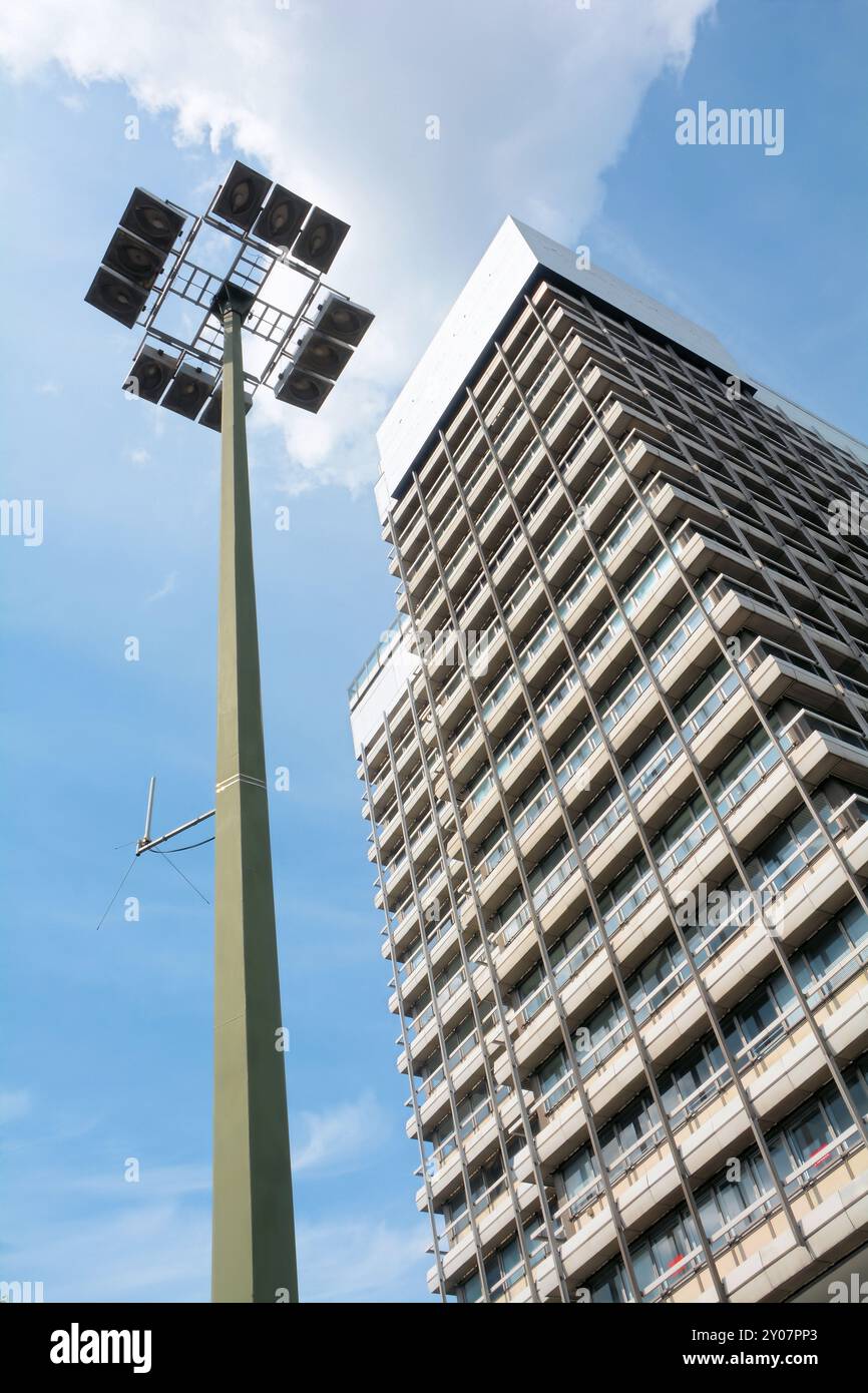 Street lamp and high-rise building in the centre of Berlin Stock Photo ...