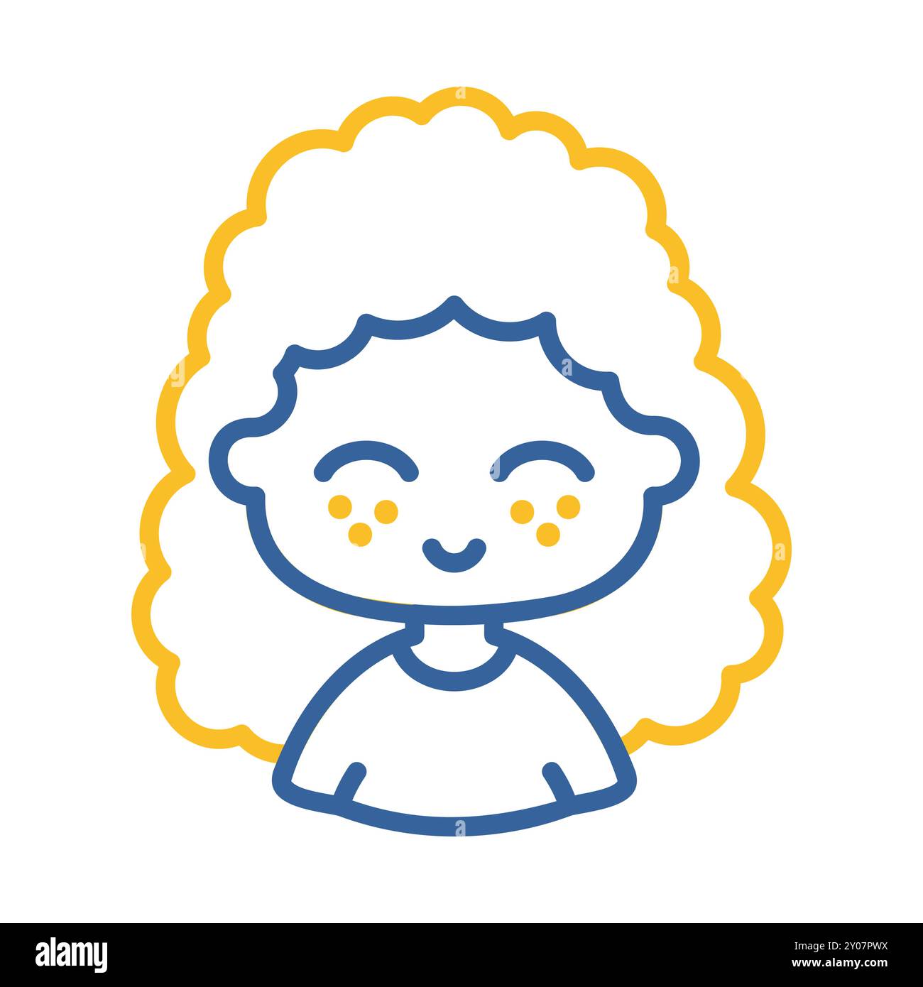 Woman girl with curly hairstyle vector icon. Avatar character portrait ...