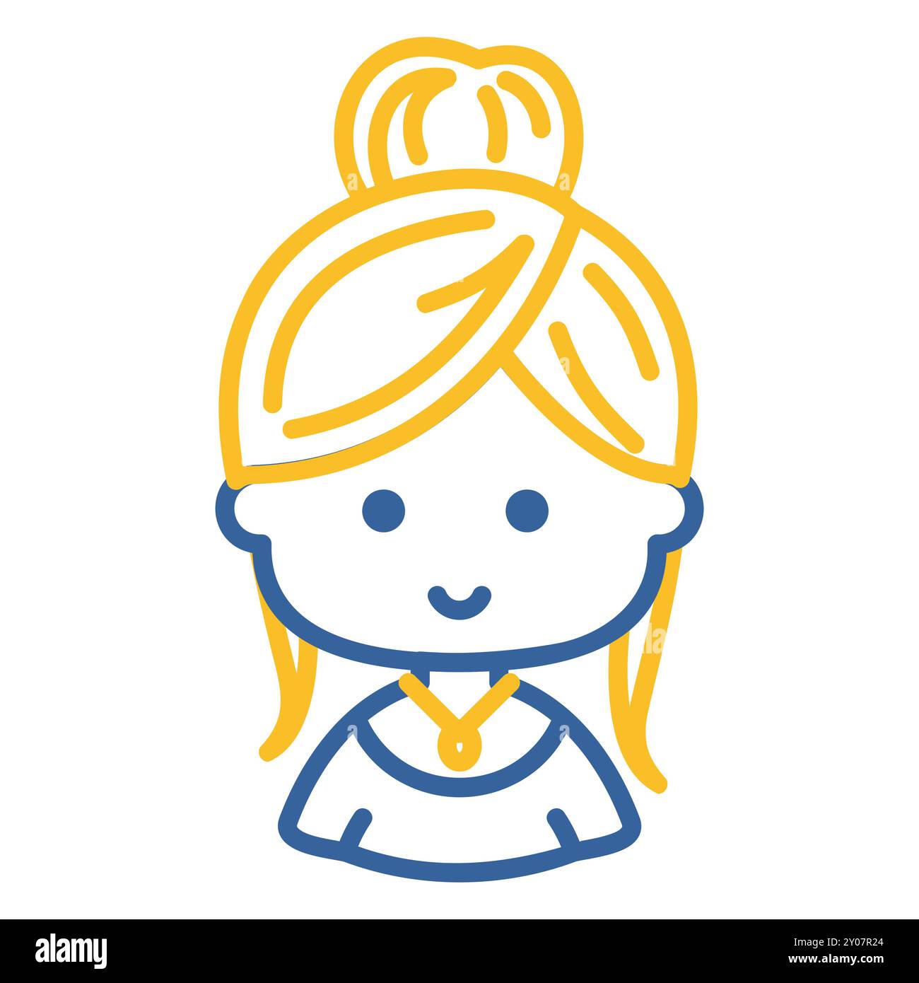 Cute female head with pretty fashion hairdo vector icon. Avatar ...