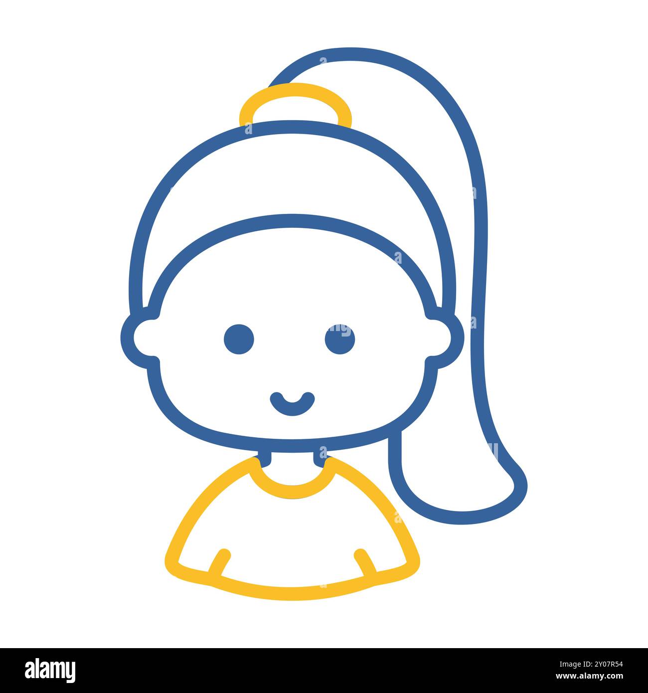Woman girl head with ponytail vector icon. Avatar character portrait ...