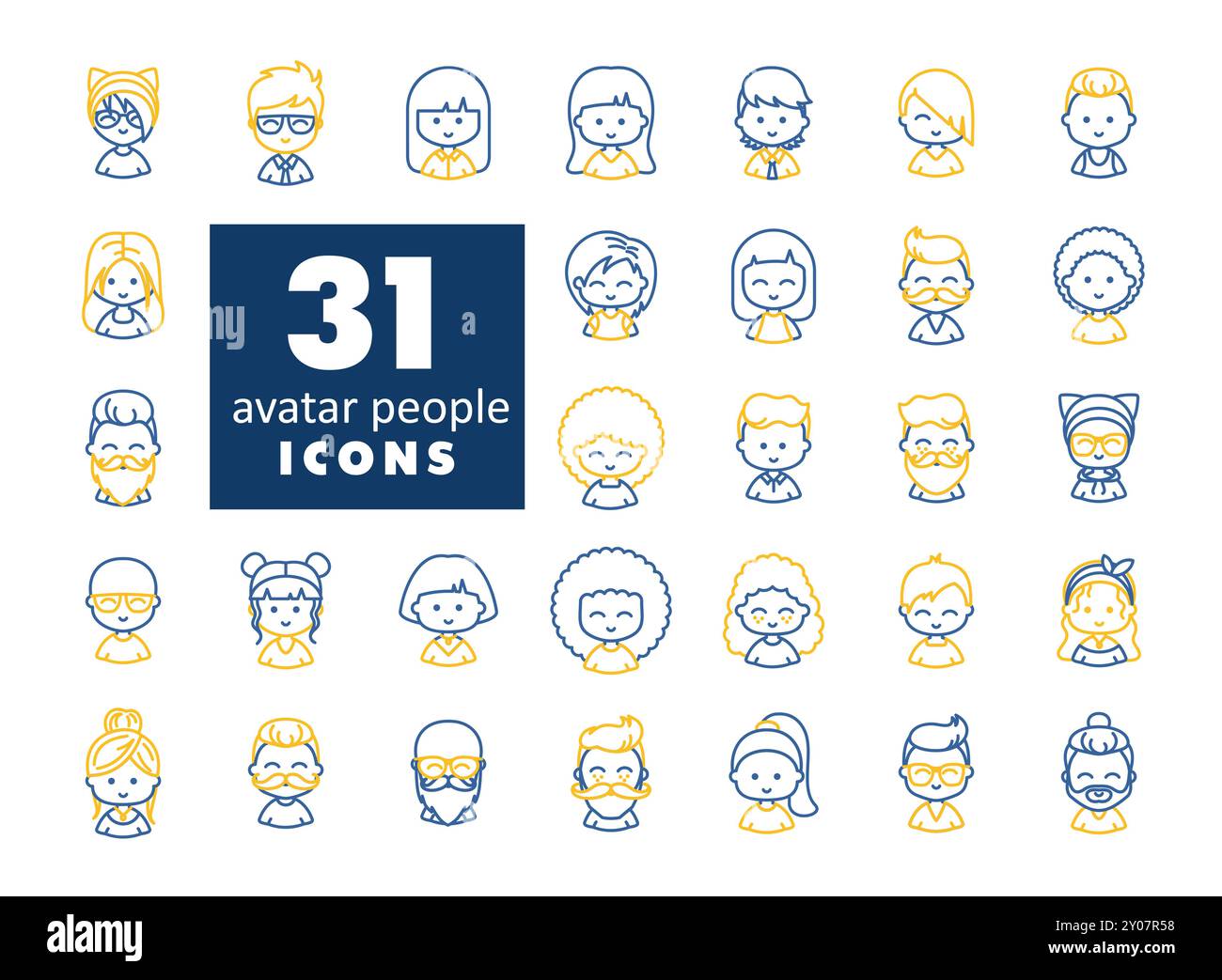 Set of avatar related vector icons. Includes such icons as person, user ...