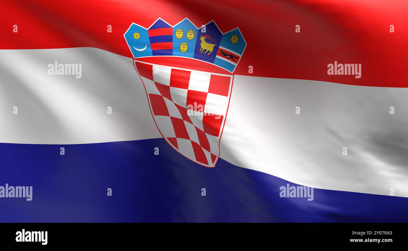 Waving flag of Croatia using as background, 3d rendering Stock Photo ...