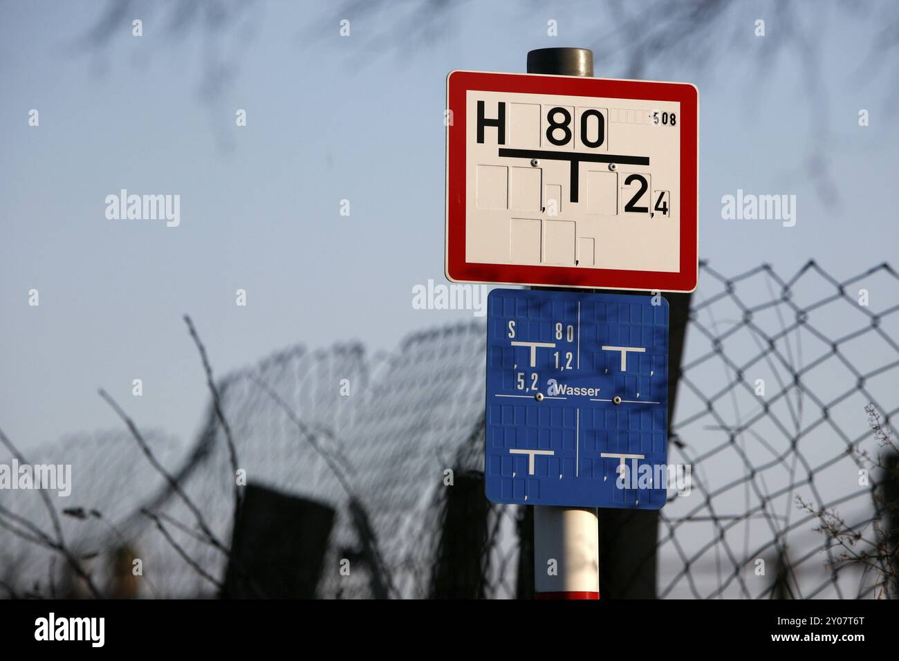 Supply line signs Stock Photo - Alamy