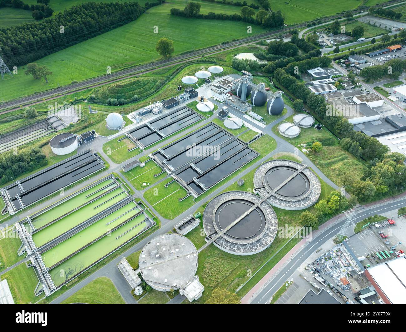 aerial view of a waste water plant in Hengelo, Netherlands Stock Photo ...