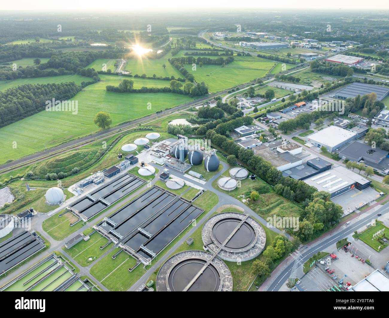 aerial view of a waste water plant in Hengelo, Netherlands Stock Photo ...