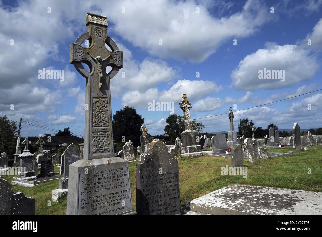 A large Celtic Cross marks the grave of the famous Irish soldier Sean ...