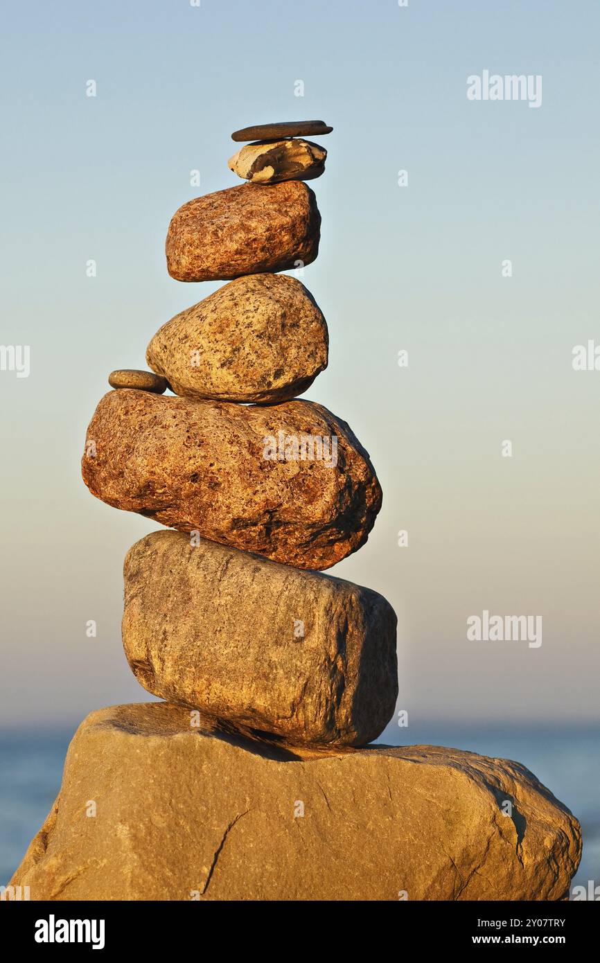 Stone tower on the beach Stock Photo - Alamy