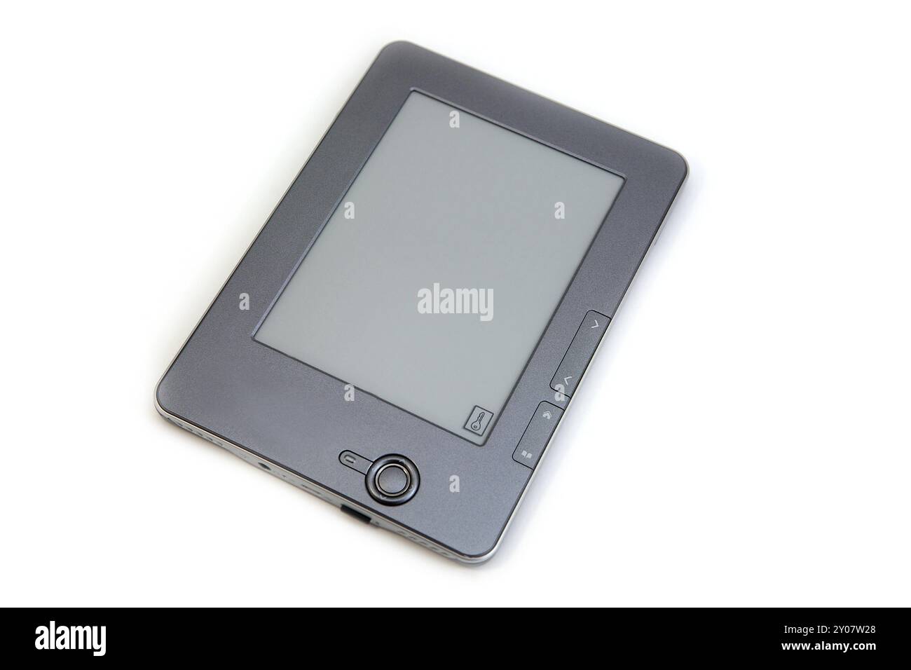 Silver ink eReader on white background Stock Photo - Alamy
