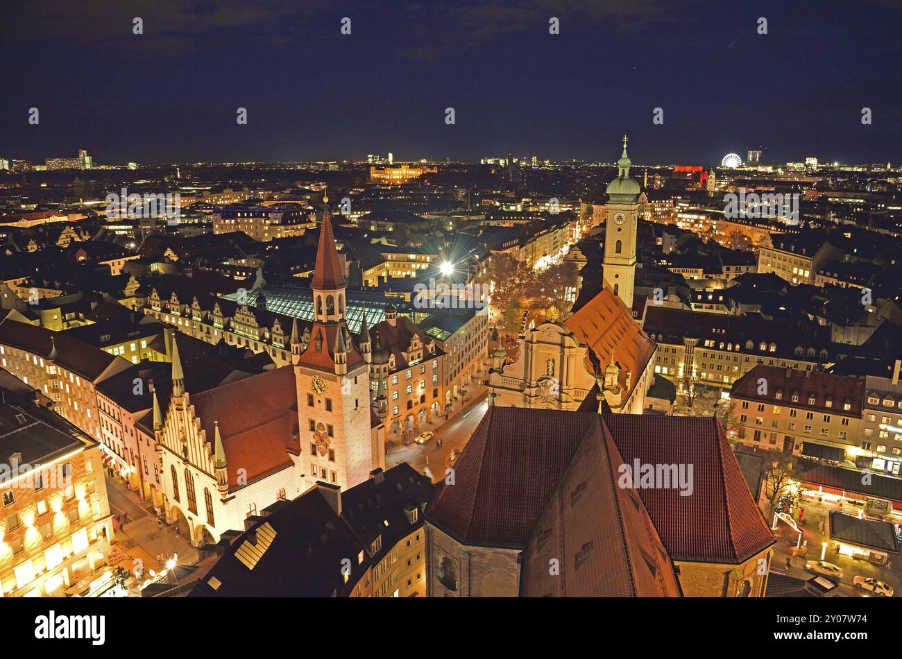 Europe, Germany, Bavaria, Munich, View from St Peter's, Marienplatz ...