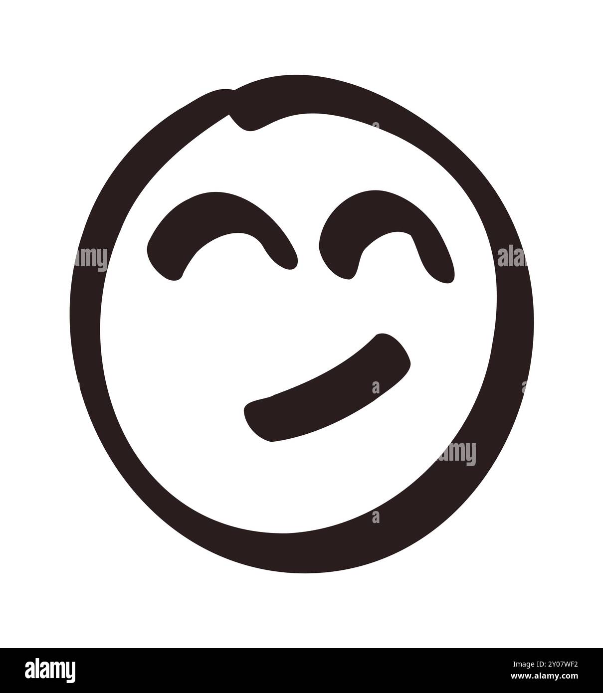 Hand drawn happy smile. Doodle emotion face. Freehand vector cute ...