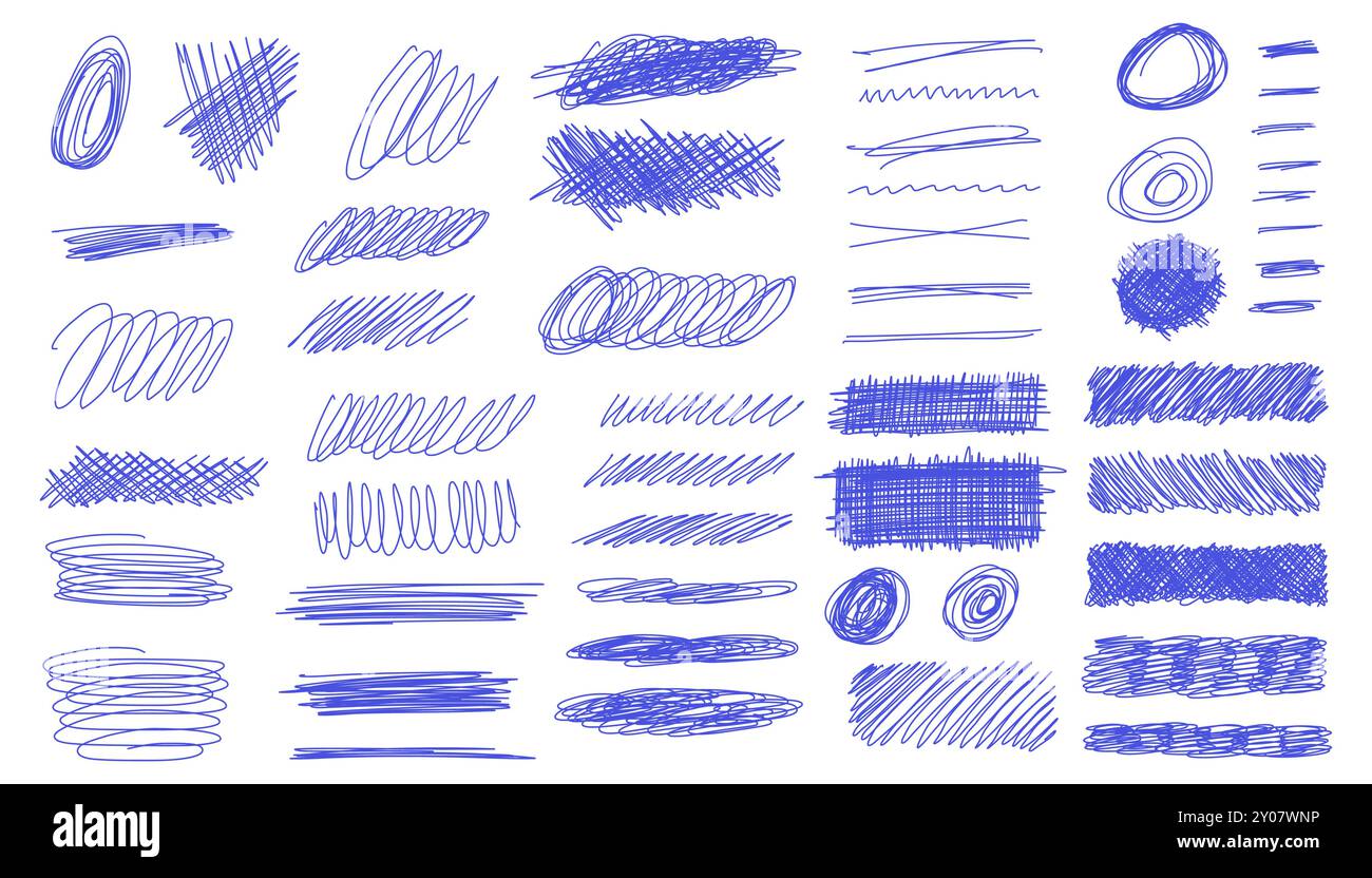 Scribble line set. Hand Drawn lines in Pencil. Charcoal smears. Vector ...